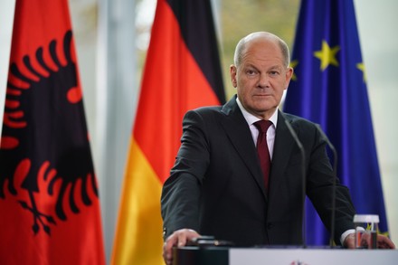 German Chancellor Olaf Scholz Speaks During Editorial Stock Photo ...