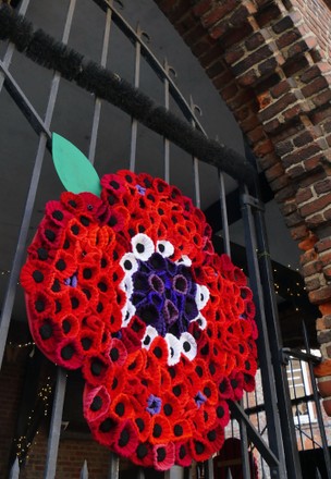 Knitted Poppies Have Been Created On Editorial Stock Photo - Stock ...