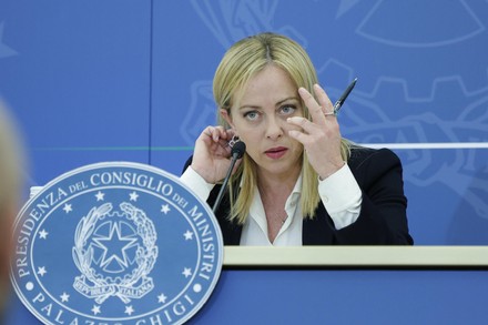 Italian Prime Minister Giorgia Meloni Speaks Editorial Stock Photo ...