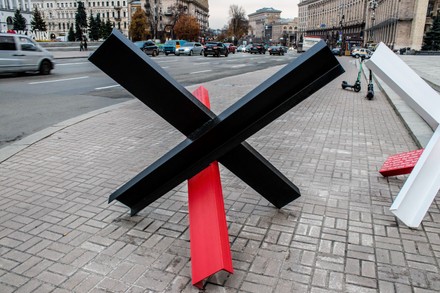 Military Roadblock Obstacles Streets Kyiv Capital Editorial Stock Photo ...