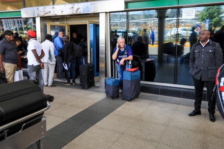 Stranded Passengers Stand International Terminal After Editorial Stock ...