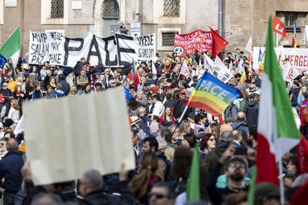 People Attend Rally Peace Rome Italy Editorial Stock Photo - Stock ...