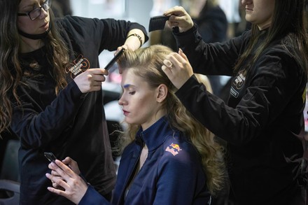 Makeup Artists Styling Models Hair Backstage Editorial Stock Photo ...