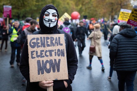 Protester Holds Placard During Demonstration Thousands Editorial Stock ...
