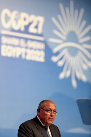 Cop27 President Sameh Shoukry Speaks During Editorial Stock Photo ...