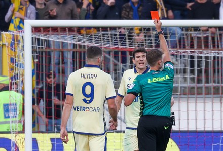 Referee Francesco Cosso Shows Red Card Editorial Stock Photo - Stock ...