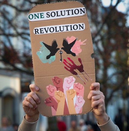 Woman Holds Sign Words One Solution Editorial Stock Photo - Stock Image ...