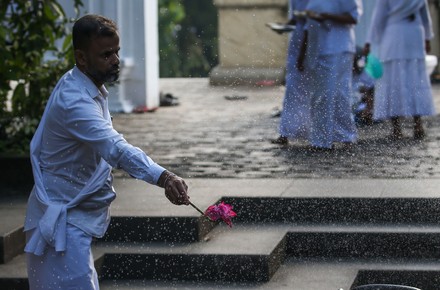 Buddhist Devotee Engages Religious Activities On Editorial Stock Photo ...