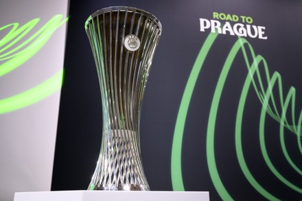 Europa Conference League Trophy Pictured During Editorial Stock Photo ...