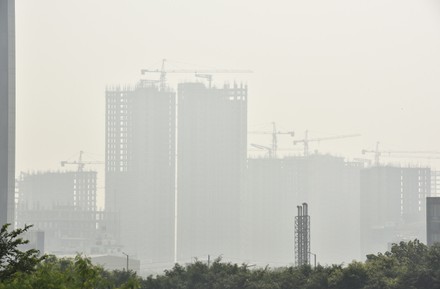 View Skyscrapers Engulfed Dense Smog Amid Editorial Stock Photo - Stock ...