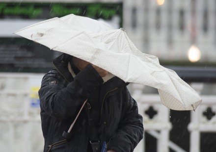 Woman Out Wet Weather Tonbridge High Editorial Stock Photo - Stock ...