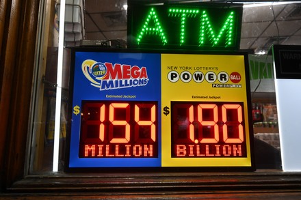 Advertisement Window Grocery Store Announces Powerball Editorial Stock ...