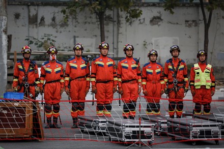 Members Beijing Fire Rescue Corps During Editorial Stock Photo - Stock ...