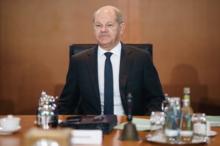 German Chancellor Olaf Scholz Looks On Editorial Stock Photo - Stock ...