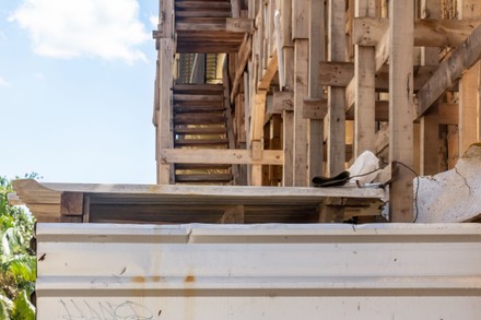 Complex Wood Structure Support Beams Collapsing Editorial Stock Photo ...