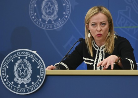 Italian Prime Minister Giorgia Meloni Holds Editorial Stock Photo ...