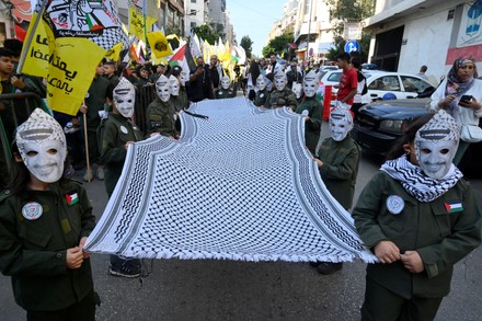 Young Palestinians Wearing Masks Resembling Late Editorial Stock Photo ...