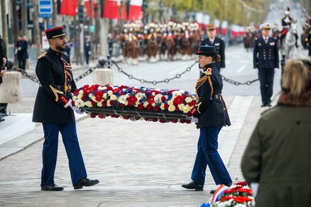 French President Emmanuel Macron Lays Wreath Editorial Stock Photo ...