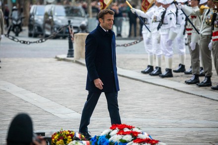 French President Emmanuel Macron Lays Wreath Editorial Stock Photo ...