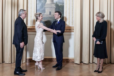 President French Republic Emmanuel Macron Accompanied Editorial Stock ...