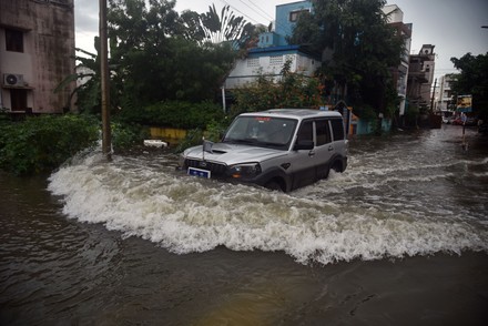 Police Vehicle Passes Through Waterlogged Road Editorial Stock Photo ...