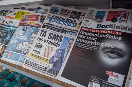Greek Newspapers Displayed On Kiosk Image Editorial Stock Photo - Stock ...