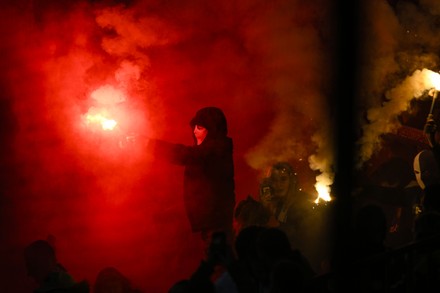 Anderlechts Hooligans Use Fireworks During Soccer Editorial Stock Photo ...