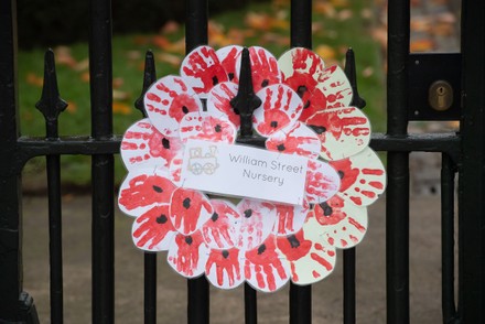 Poppy Made Childrens Handprints Tied Cambridge Editorial Stock Photo ...