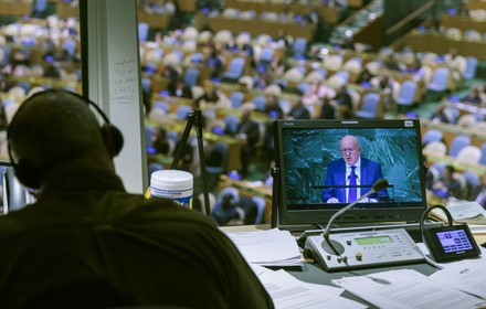 Screens United Nations General Assembly Hall Editorial Stock Photo ...