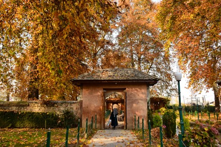 People Walk Inside Achbal Garden On Editorial Stock Photo - Stock Image ...