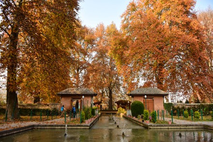 People Walk Inside Achbal Garden On Editorial Stock Photo - Stock Image ...