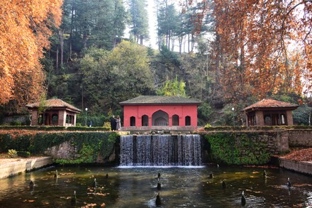 People Walk Inside Achbal Garden On Editorial Stock Photo - Stock Image ...