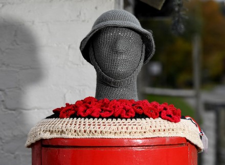 Knitted Post Box Topper Outside Village Editorial Stock Photo - Stock ...