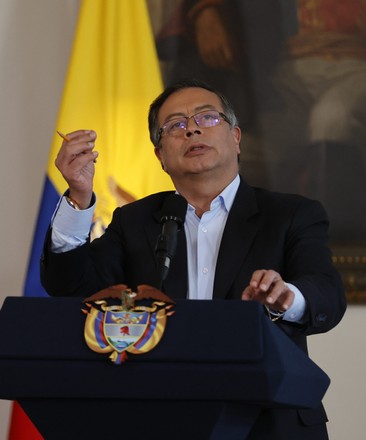 Colombias President Gustavo Petro Gives Press Editorial Stock Photo ...