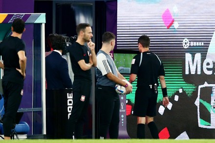 Referee Christopher Beath Checks Var Screen Editorial Stock Photo ...