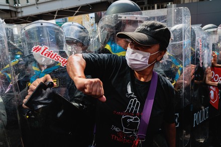 Protester Seen Elbowing Riot Police Shield Editorial Stock Photo ...