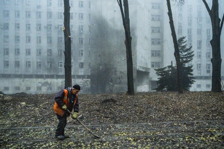 Worker Cleans Debrish Tram Rails After Editorial Stock Photo - Stock ...
