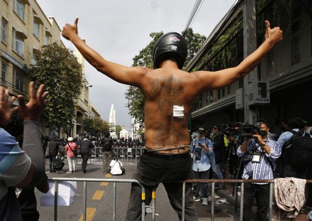 Antigovernment Protester Raises His Arms During Editorial Stock Photo ...