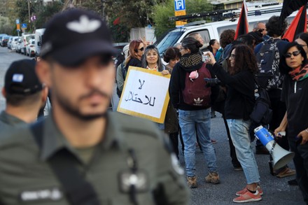 Protesters Raise Placards Palestinian Flags During Editorial Stock ...