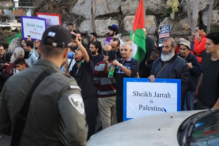 Protesters Raise Placards Palestinian Flags During Editorial Stock ...
