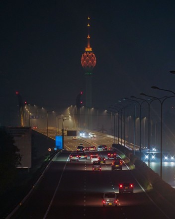 Vehicles Move On Katunayakecolombo Expressway Night Editorial Stock ...
