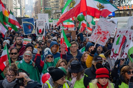 Iranians Rally Infront United Nations Headquarters Editorial Stock ...