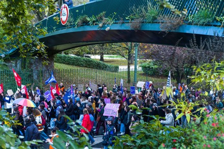 Procession Passes Under Bridge Center Poster Editorial Stock Photo ...
