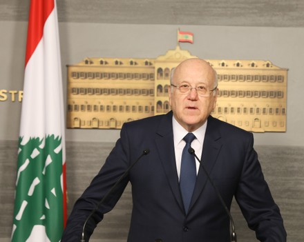 Lebanon Prime Minister Najib Mikati Speaks Editorial Stock Photo ...
