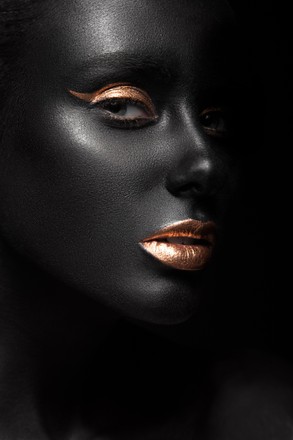 Fashion Portrait Darkskinned Girl Color Makeupbeauty Editorial Stock ...