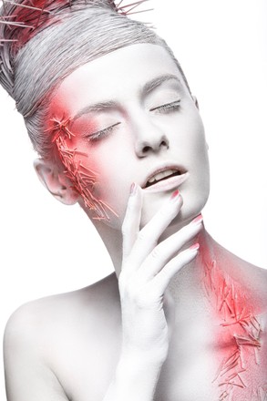 Art Fashion Girl White Skin Red Editorial Stock Photo - Stock Image ...