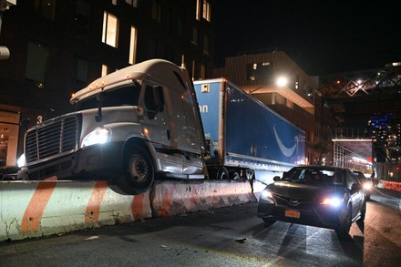 Amazon Tractortrailer Crashes Into Barrier On Editorial Stock Photo ...