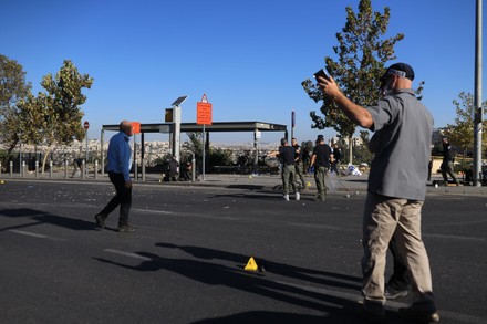 Israeli Police Inspect Scene Explosion Bus Editorial Stock Photo ...