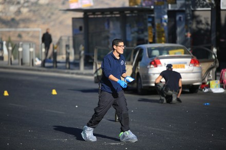 Israeli Police Inspect Scene Explosion Bus Editorial Stock Photo ...