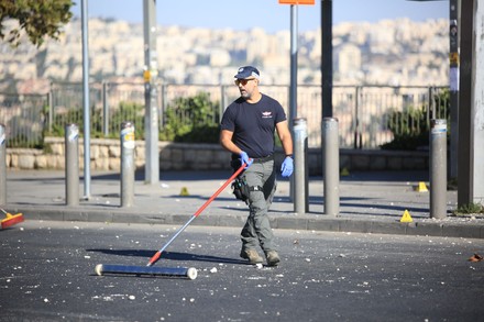 Israeli Police Inspect Scene Explosion Bus Editorial Stock Photo ...